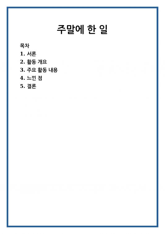 주말에 한 일 레포트 자료