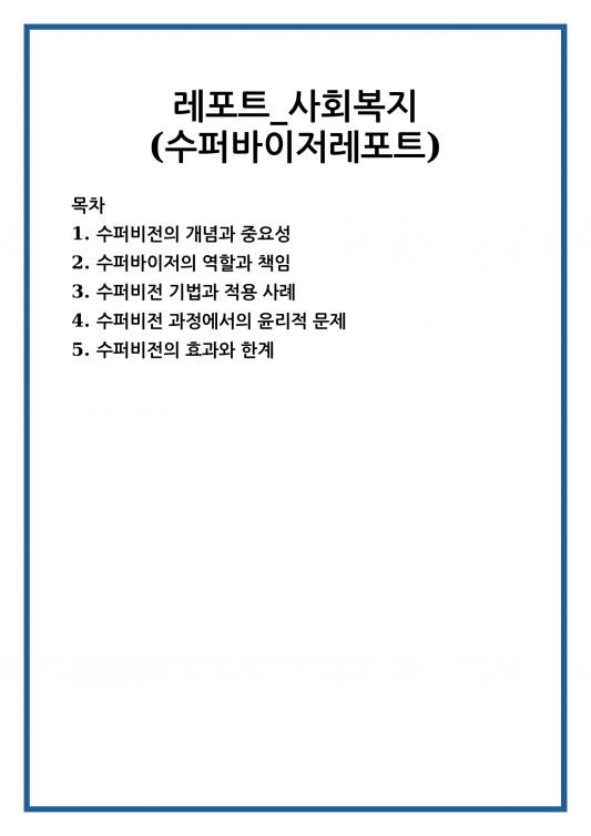 레포트_사회복지(수퍼바이저레포트)