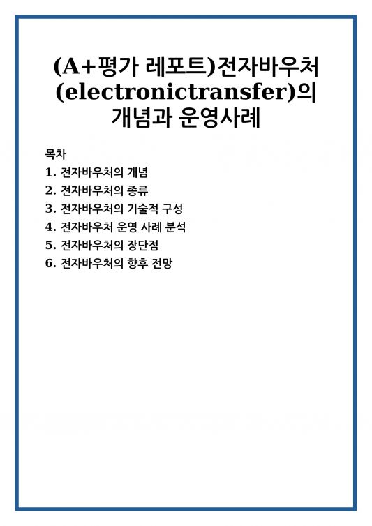 (평가)전자바우처(electronictransfer)의 개념과 운영사례