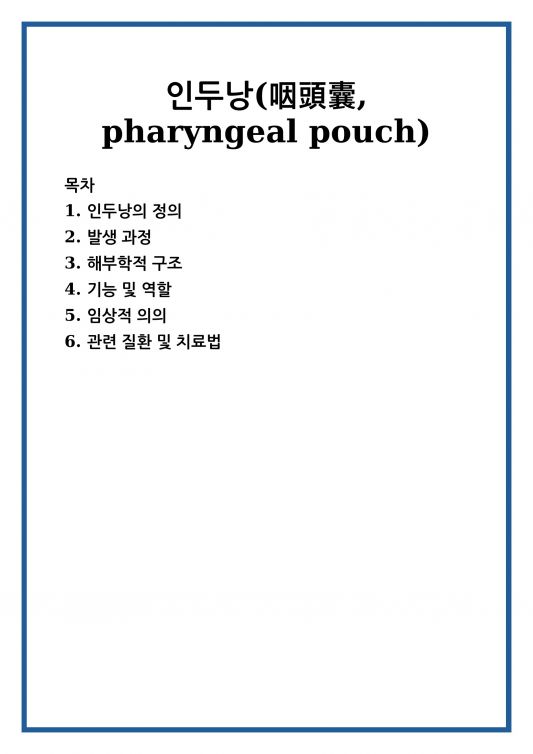 인두낭(咽頭囊, pharyngeal pouch)