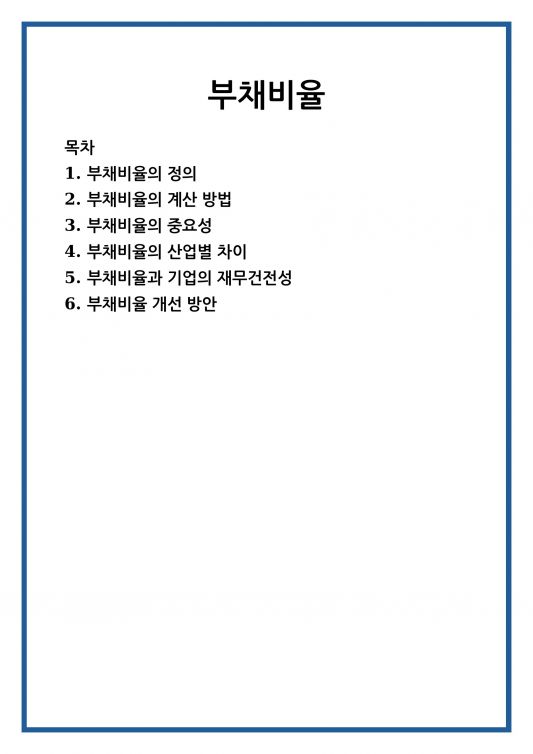 부채비율 레포트 자료