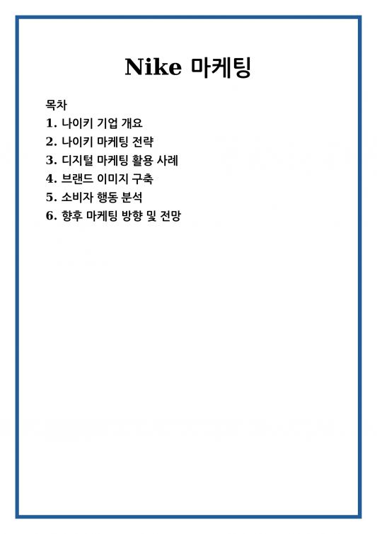 Nike 마케팅 레포트 자료