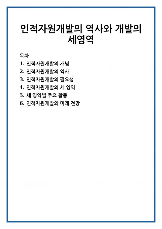 인적자원개발의 역사와 개발의 세영역