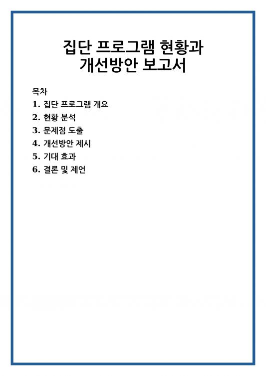 집단 프로그램 현황과 개선방안 보고서