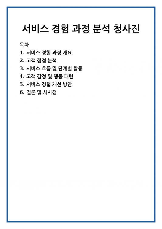 서비스 경험 과정 분석 청사진
