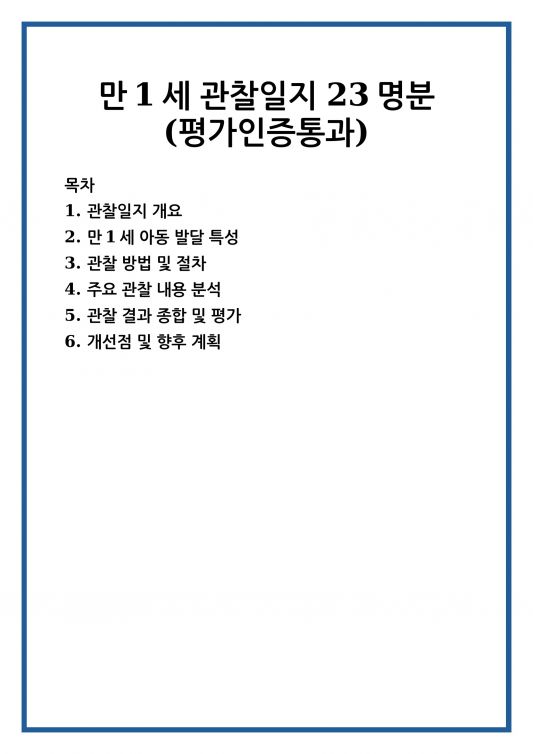 만1세 관찰일지 23명분(평가인증통과)