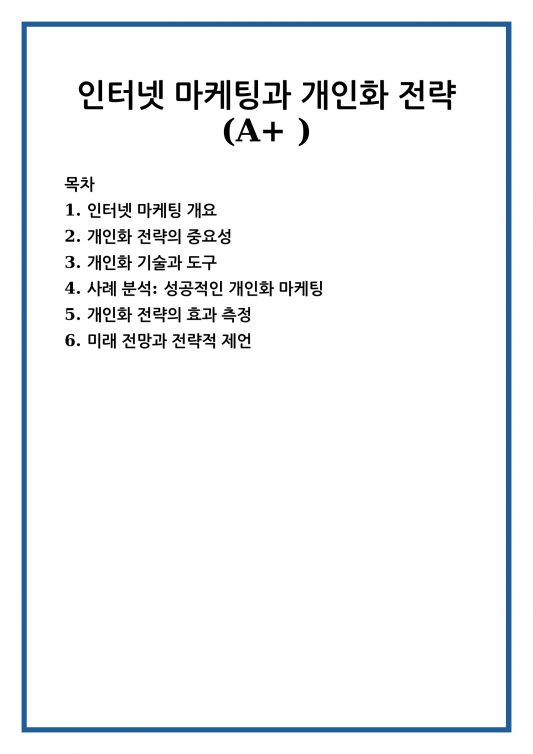 인터넷 마케팅과 개인화 전략