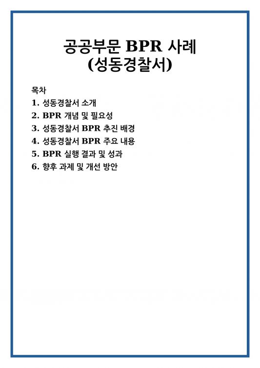 공공부문 BPR 사례 (성동경찰서)