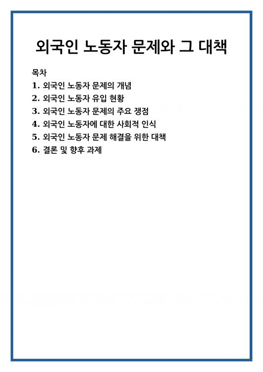 외국인 노동자 문제와 그 대책