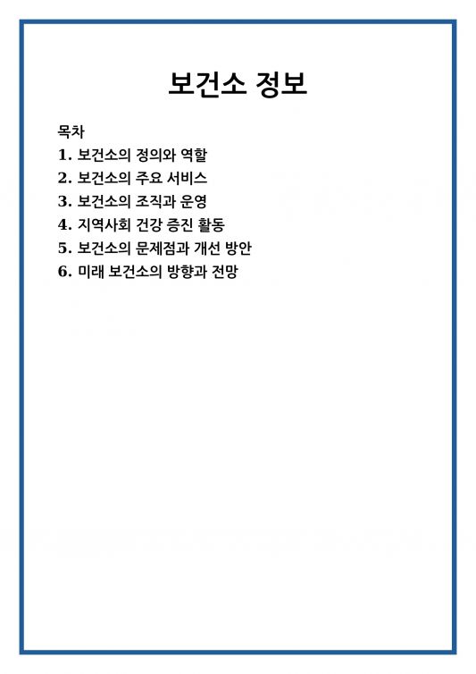 보건소 정보 레포트 자료