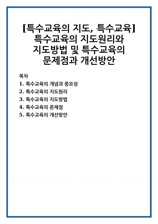 [특수교육의 지도, 특수교육] 특수교육의 지도원리와 지도방법 및 특수교육의 문제점과 개선방안