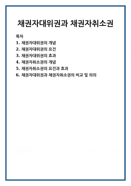 채권자대위권과 채권자취소권