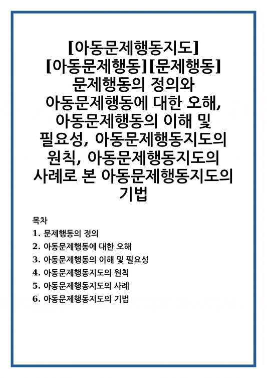 [아동문제행동지도][아동문제행동][문제행동]문제행동의 정의와 아동문제행동에 대한 오해, 아동문제행동의 이해 및 필요성, 아동문제행동지도의 원칙, 아동문제행동지도의 사례로 본 아동문제행동지도의 기법