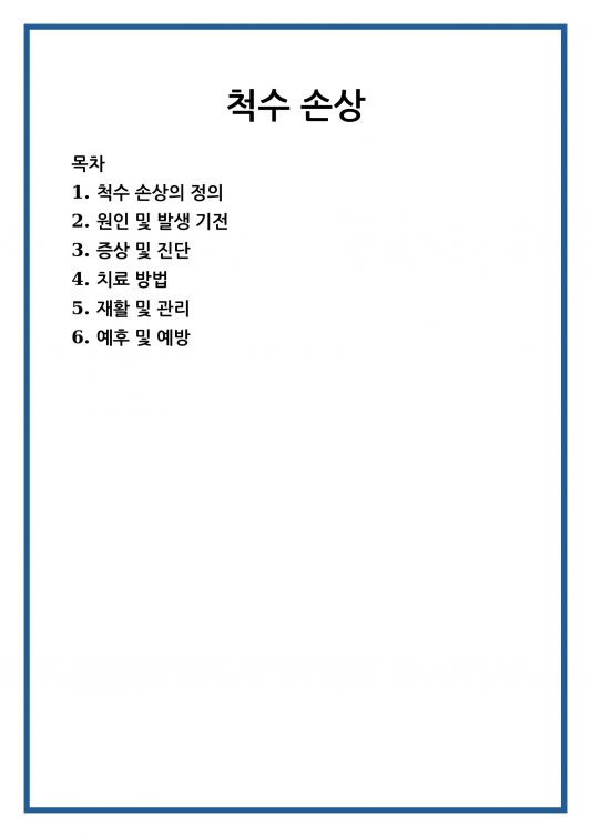 척수 손상 레포트 자료