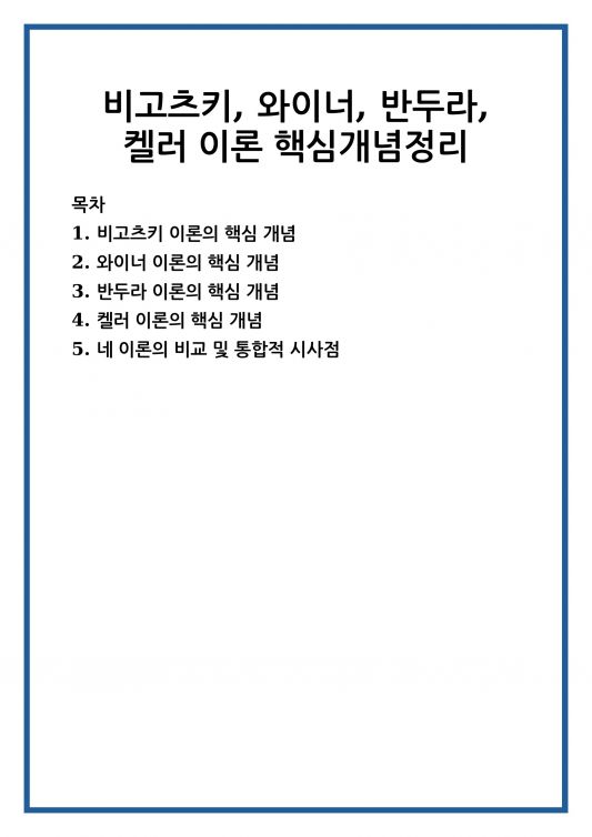 비고츠키, 와이너, 반두라, 켈러 이론 핵심개념정리