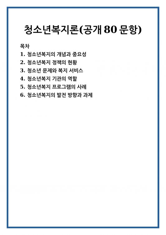 청소년복지론(공개80문항)