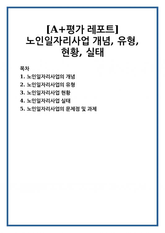 [평가]노인일자리사업 개념, 유형, 현황, 실태