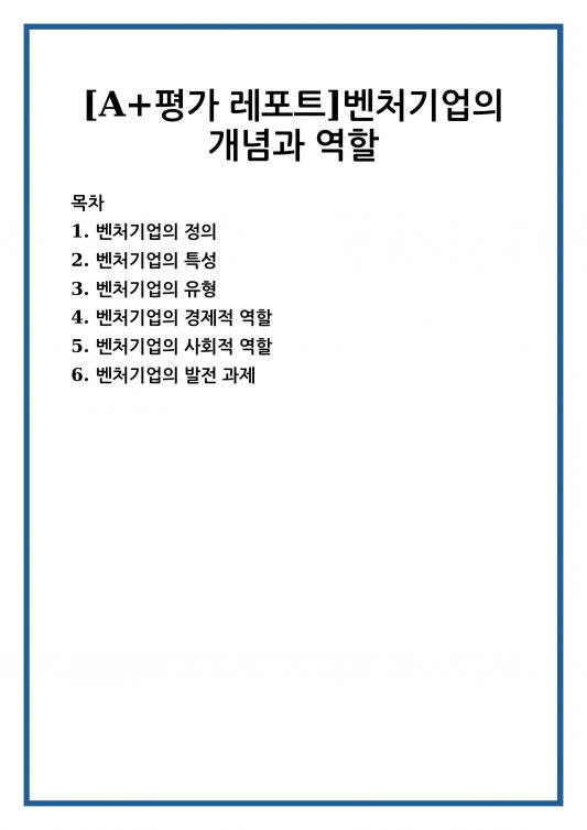 [평가]벤처기업의 개념과 역할