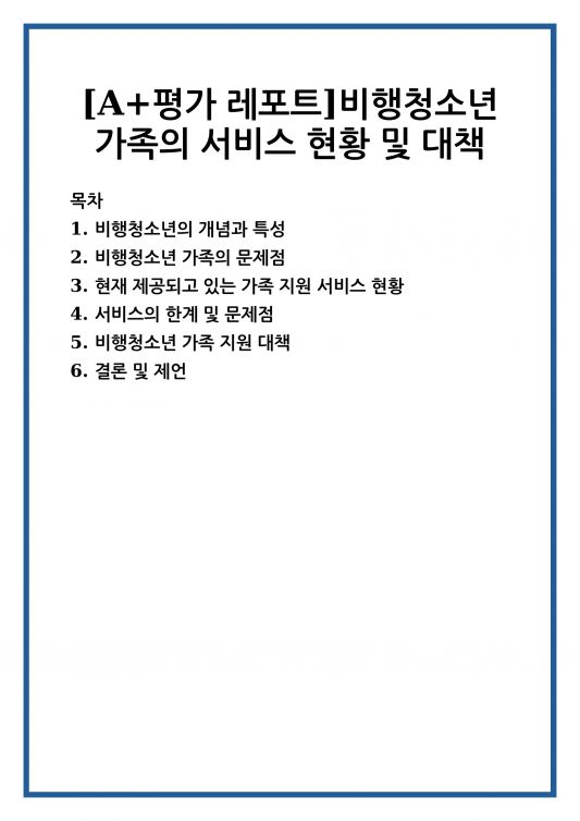 [평가]비행청소년 가족의 서비스 현황 및 대책
