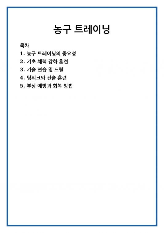 농구 트레이닝
