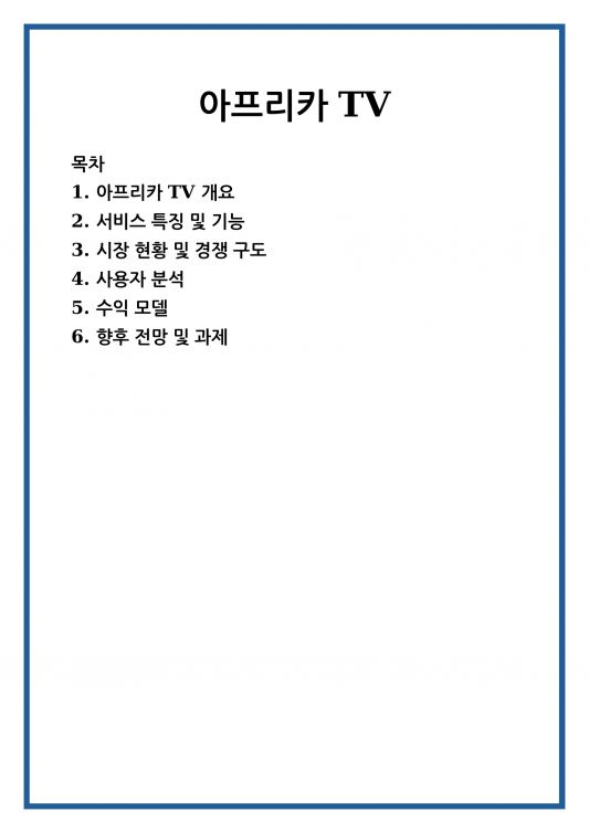 아프리카 TV 레포트 자료