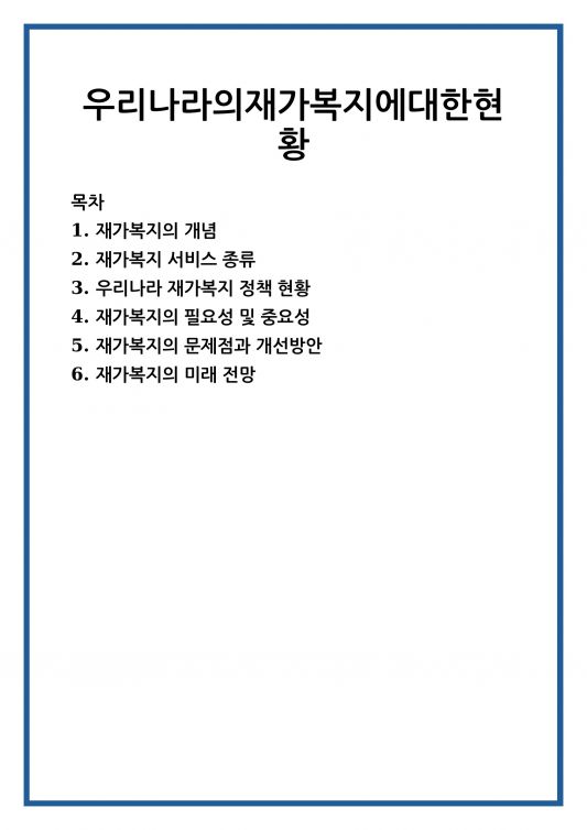 우리나라의재가복지에대한현황