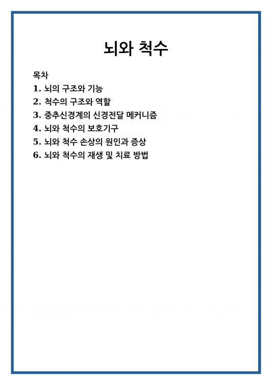 뇌와 척수 레포트 자료