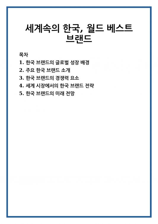 세계속의 한국, 월드 베스트 브랜드