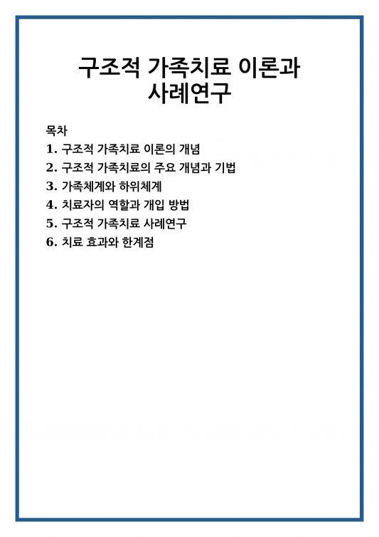 구조적 가족치료 이론과 사례연구