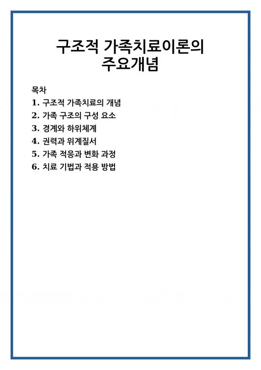 구조적 가족치료이론의 주요개념