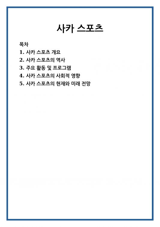 사카 스포츠 레포트 자료