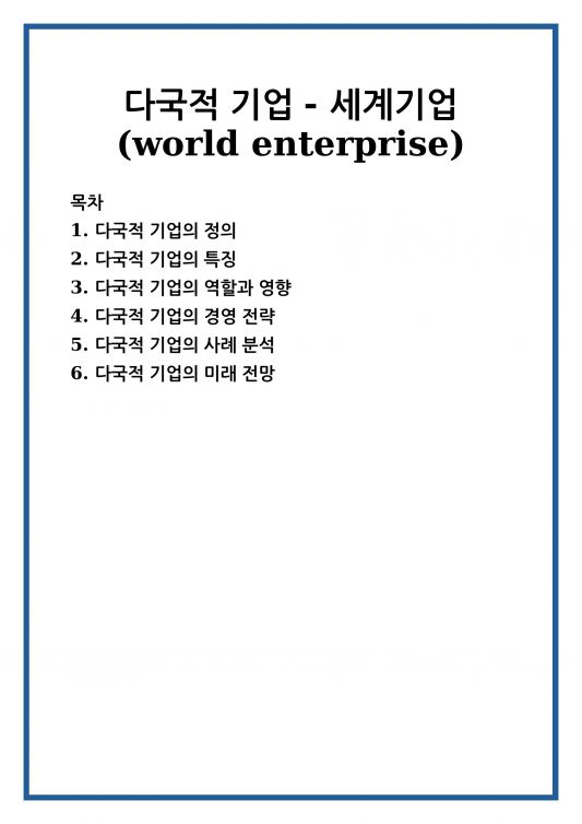 다국적 기업 - 세계기업(world enterprise)