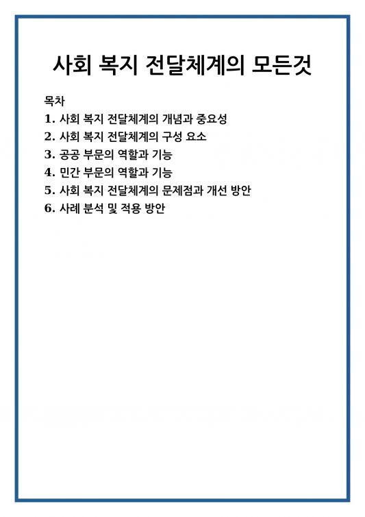 사회 복지 전달체계의 모든것