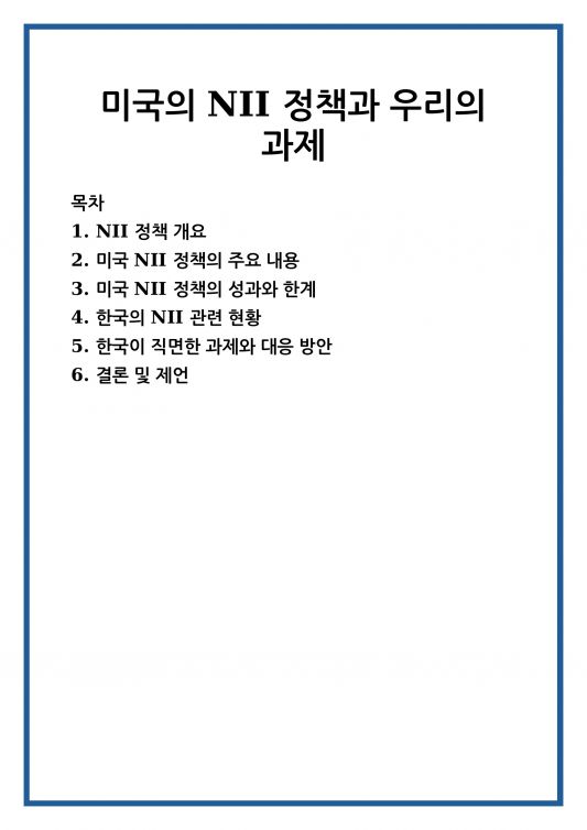 미국의 NII 정책과 우리의 과제