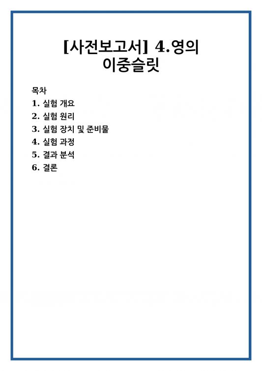 [사전보고서] 4.영의 이중슬릿
