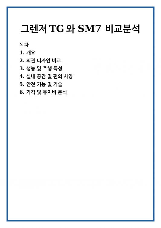 그렌져TG와 SM7 비교분석