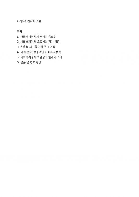 사회복지정책의 효율