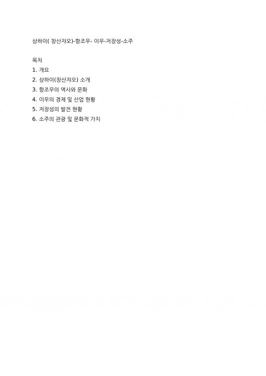 상하이( 창산쟈오)-항조우- 이우-저장성-소주