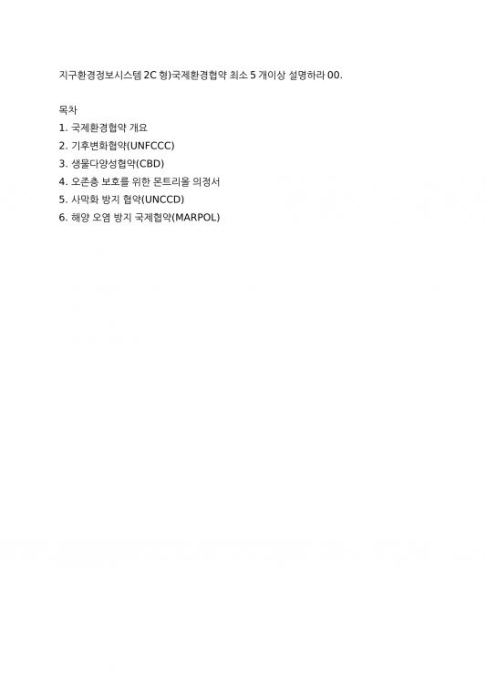 지구환경정보시스템2C형)국제환경협약 최소5개이상 설명하라00.