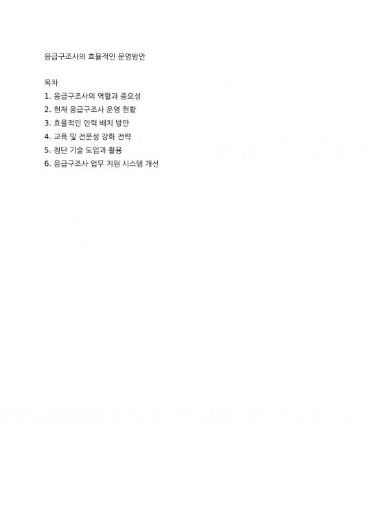 응급구조사의 효율적인 운영방안