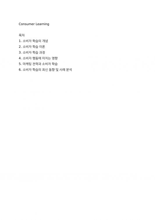 Consumer Learning 레포트 자료