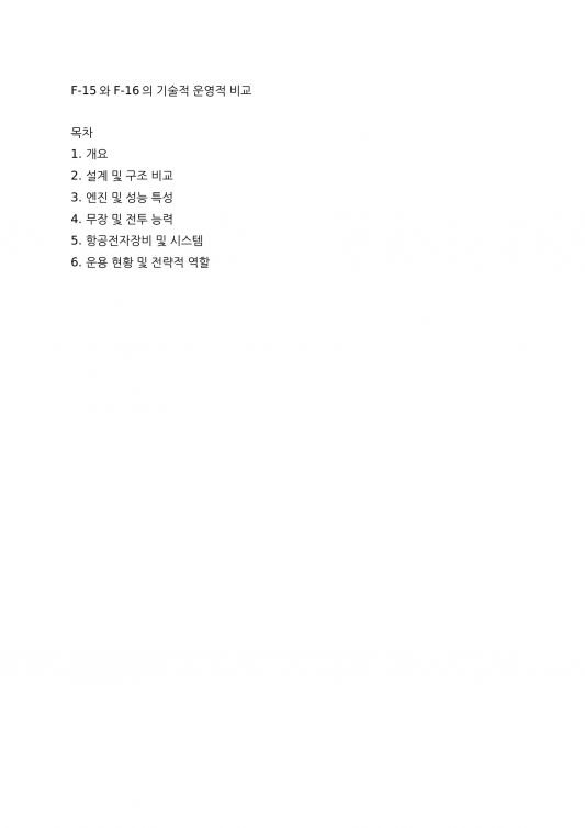 F-15와 F-16의 기술적 운영적 비교