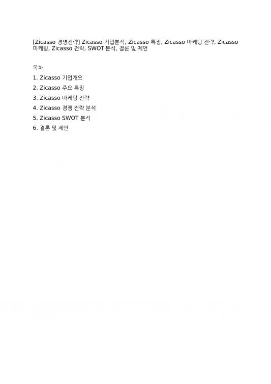 [Zicasso 경영전략] Zicasso 기업분석, Zicasso 특징, Zicasso 마케팅 전략, Zicasso 마케팅, Zicasso 전략, SWOT분석, 결론 및 제언