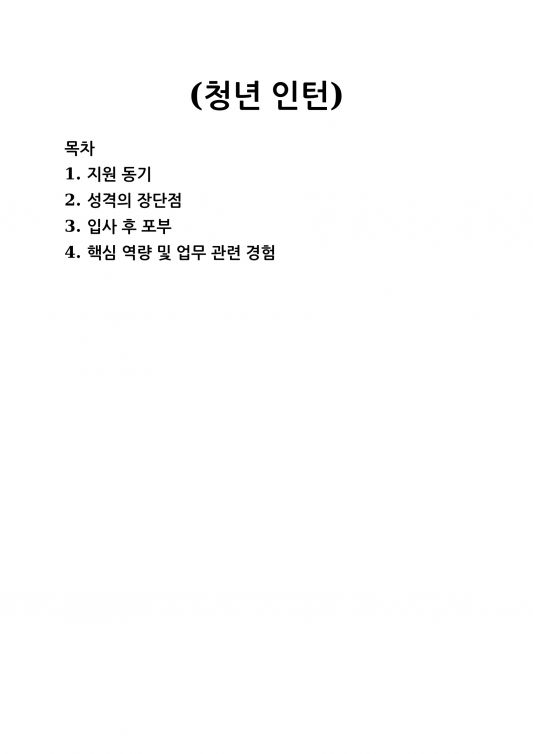 [자기소개서] (청년 인턴) 자기소개서 우수 예문 BEST 자소서
