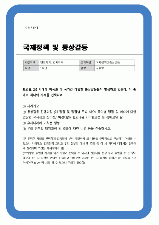 [국제정책및통상갈등] 방송통신대중간과제) 트럼프 2