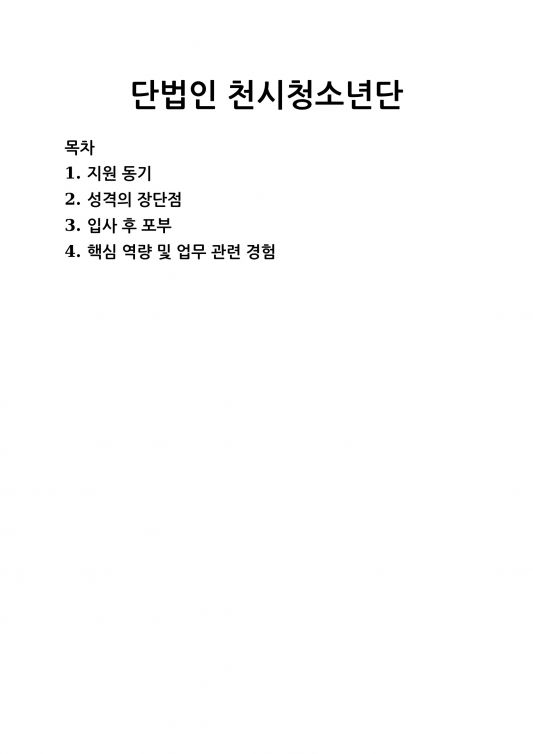 [자기소개서] 단법인 천시청소년단 자기소개서 우수 예문 BEST 자소서