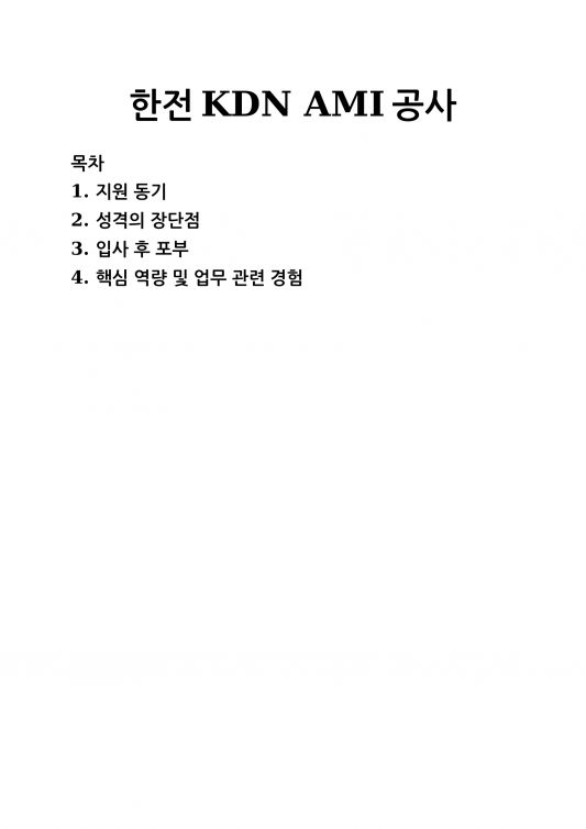 [자기소개서] 한전KDN AMI공사 자기소개서 우수 예문 BEST 자소서