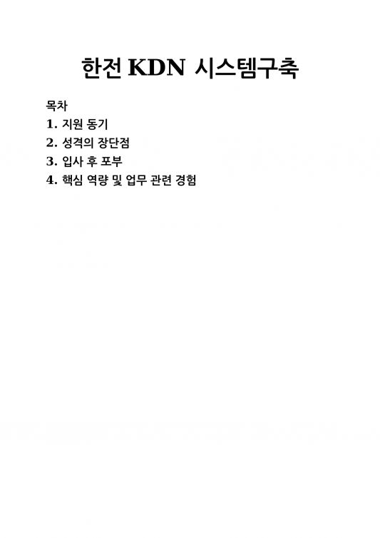 [자기소개서] 한전KDN 시스템구축 자기소개서 우수 예문 BEST 자소서