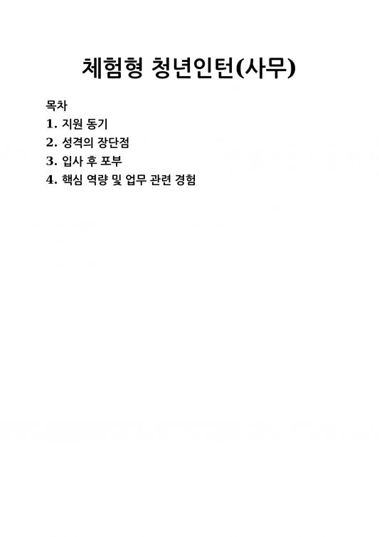 [자기소개서] 체험형 청년인턴(사무) 자기소개서 우수 예문 BEST 자소서