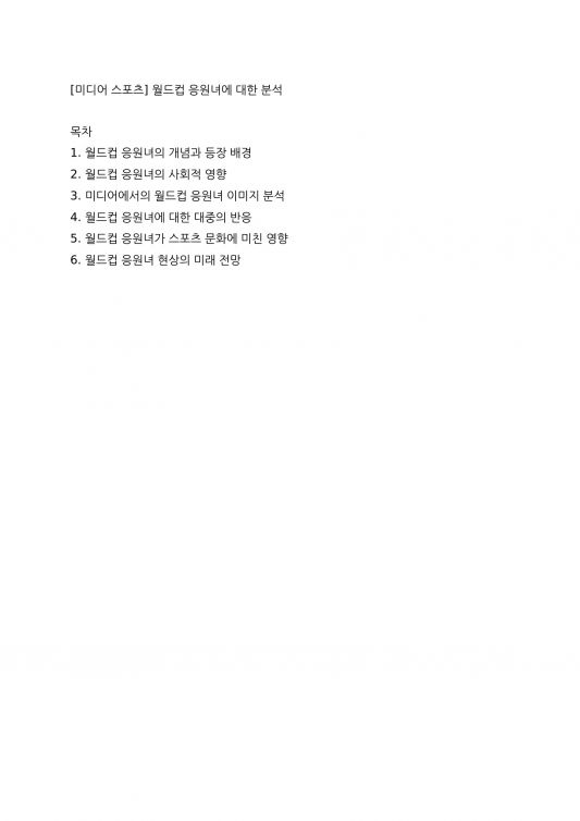 [미디어 스포츠] 월드컵 응원녀에 대한 분석